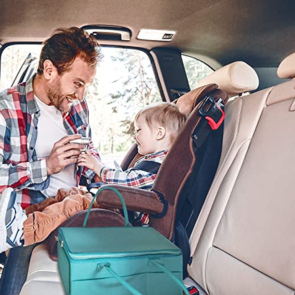 LaLaLuna Diaper Caddy Organizer for Baby Girl & Boy Changing Table Diaper Organizer Car Diaper Caddy Newborn Caddy Portable Diaper Caddy for Dresser Felt Baby Diaper Caddy Teal