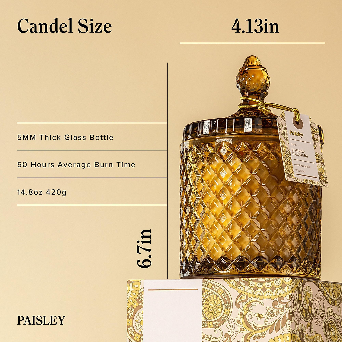 Large Wood Wick Jasmine Magnolia Scented Candles,Soy Wax Candle for Home Scented,Long Burning time and Large Glass Jar Candle, Luxury Candle Gift for Women & Men,14.8 oz