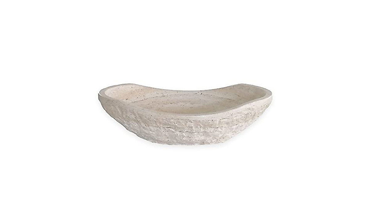 EDUPET Tan Travertine Stone Vessel Sink - Oval Canoe Shape