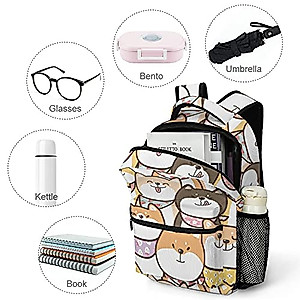 Happy Shiba Inu Travel Laptop Backpack Study Shoulder Bag With Reinforced Adjustable Straps For Outdoor Camping School