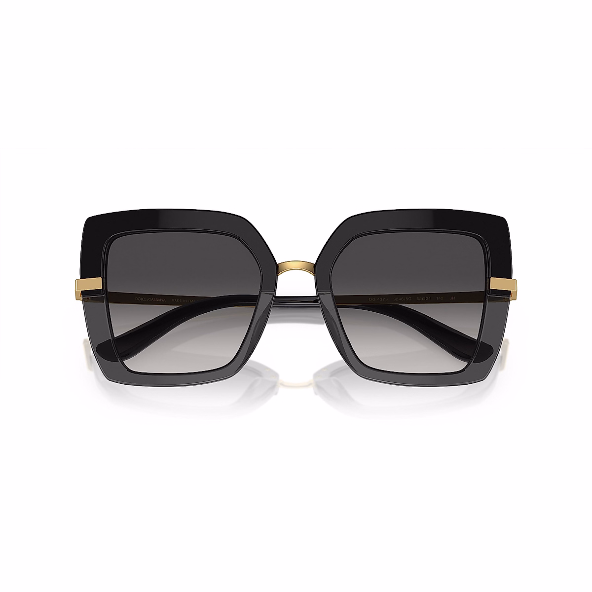 Dolce & Gabbana Modern Rectangular Prism with Arms Sunglasses, Top Black On Transparent Black, 52