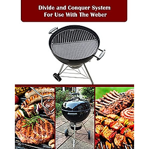 KAMaster 22" Half Moon Cast Iron Cooking Grate Grill Accessory Replaces For Weber Charcoal Grill Half Moon Grate+Griddle+4 Support Extension,Cooking Grate for Big Green Egg and Other Kamado Grills