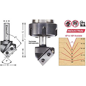 Amana Tool RC-1102 Insert V-Groove 90 Deg x 3/4 CH x 1/2 Inch SHK CNC Router Bit