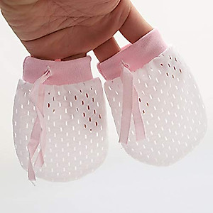 Adeimoo Baby Boy Girl No Scratch Silk Cotton Mittens Mesh Breathable Drawstring Gloves for Newborn Toddler Infants 8 Pack (Eyelet Mitten)