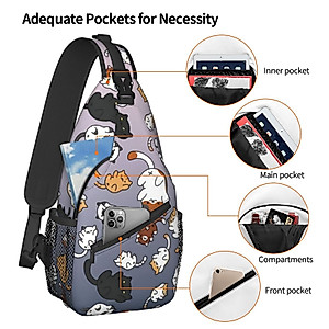 Funny Cute Cat Sling Backpack Cat Chest Bags Crossbody Animal Shoulder Bag for Men Women Boys Girls