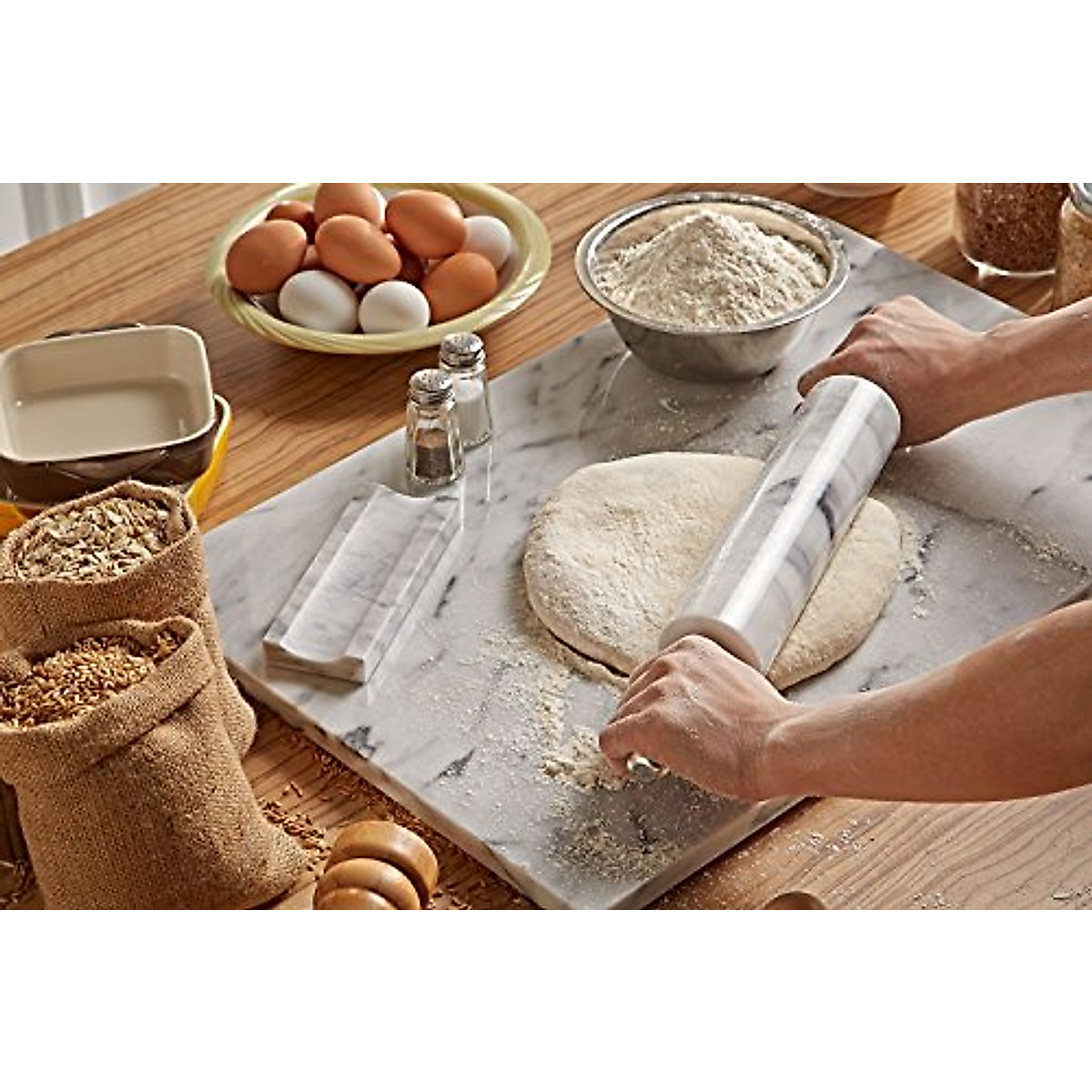 JEmarble Pastry Board 16x20 inch with Non-Slip Rubber Feets for Stability Perfect for Keep the Dough Cool and Chocolate Tempering(Premium Quality)