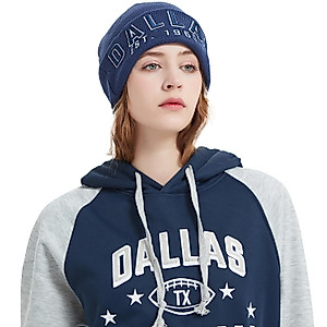 CLORPEAK Dallas Embroidery Classic Cuff Beanie Hat Cuffed Winter Hat Knit Toque Skull Cap - Navy OneSize