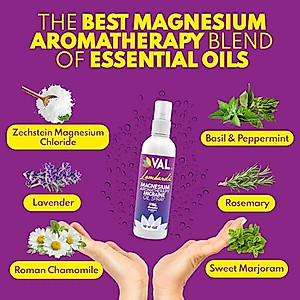 VAL Lombardi Magnesium Aromatherapy Spray with Peppermint & Essential Oils - Quick Comfort for Head Tension, Made in USA, 4 oz.
