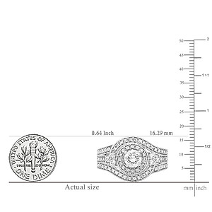 Dazzlingrock Collection 1.00 Carat (Cttw) 14k Round Diamond Women Vintage Engagement Ring Set 1 CT, White Gold, Size 8