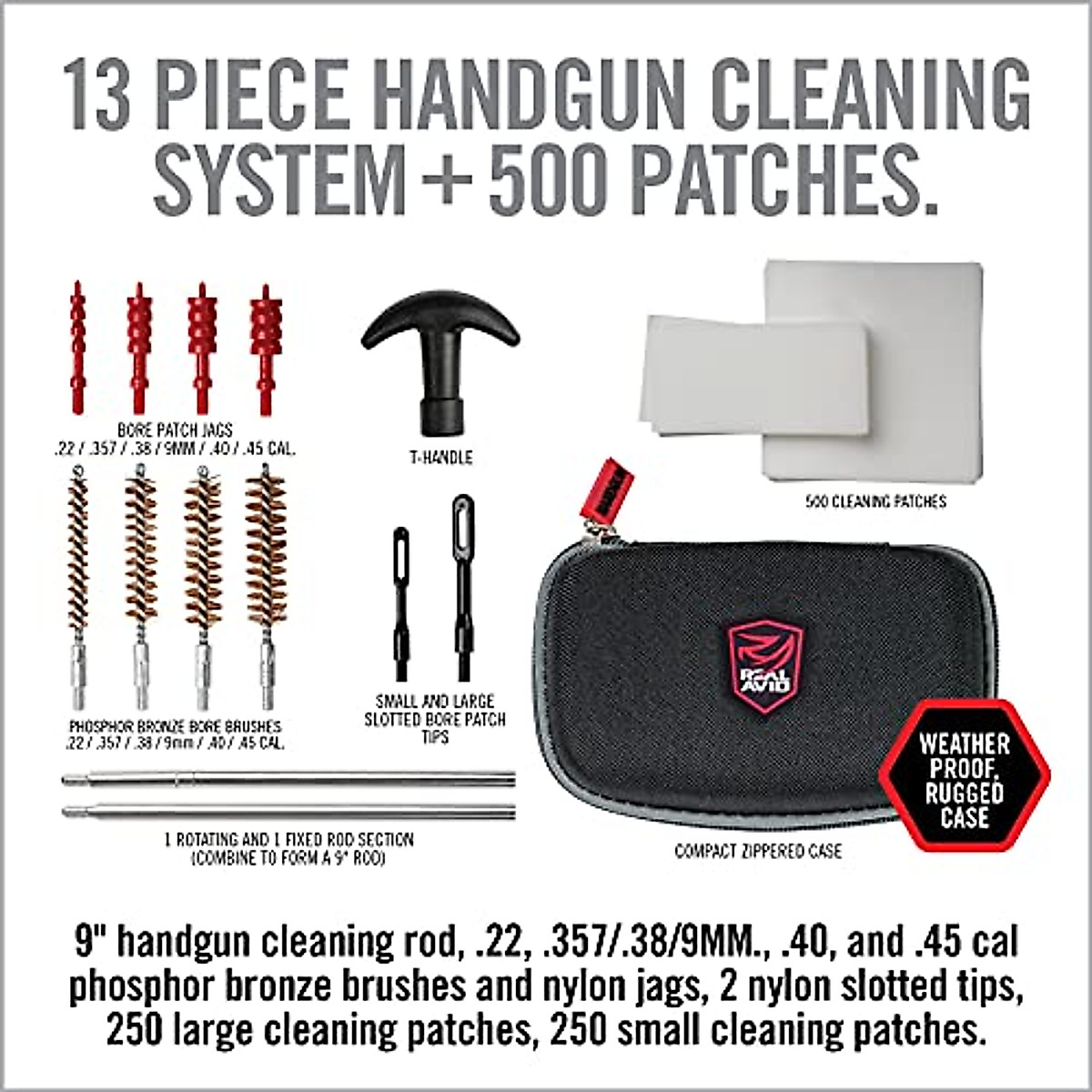 Real Avid Handgun Cleaning Kit and Cleaning Mat Combo Complete Pistol Cleaning Kit with Parts Tray and Gun Cleaning Supplies for 22, .357, .38, .380, 9mm, .40, .41, .44 and .45 Caliber Gun Cleaning