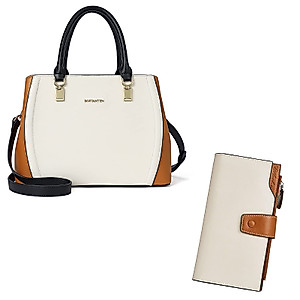 BOSTANTEN Women Leather Handbag Designer Top Handle Satchel Shoulder Bag Crossbody Purses and Womens Leather Wallets RFID Blocking Large Capacity Credit Cards Holder Phone Clutch Apricot