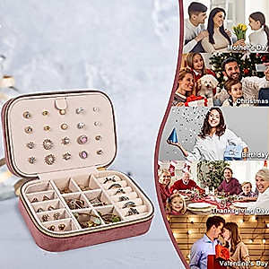 Dajasan Velvet Jewelry Box, Small Travel Jewelry Case, Portable Travel Jewelry Organizer Box for Women Girls (Pink)