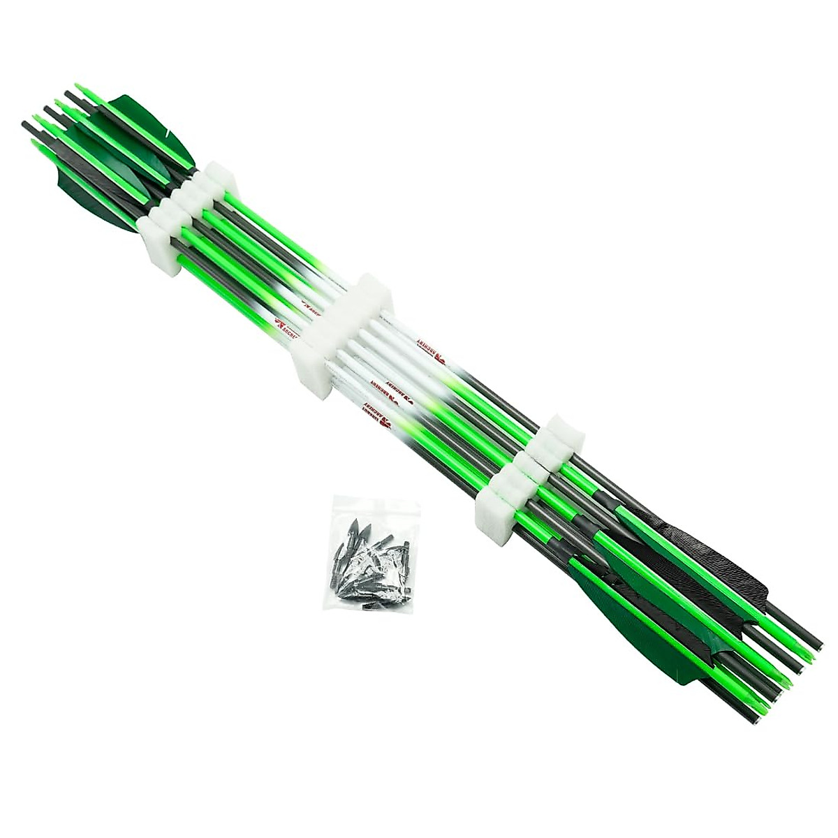 Linkboy Archery Carbon Arrows Hunting Practice Target Arrows Fluorescent with Removable Tip for Compound Recurve Long Bows, Spine 250 300 340 400 500 600 700 800, Pack of 6/12PCS