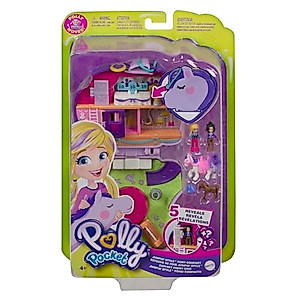 Polly Pocket Compact Playset, Jumpin' Style Pony with 2 Micro Dolls & Accessories, Travel Toys with Surprise Reveals