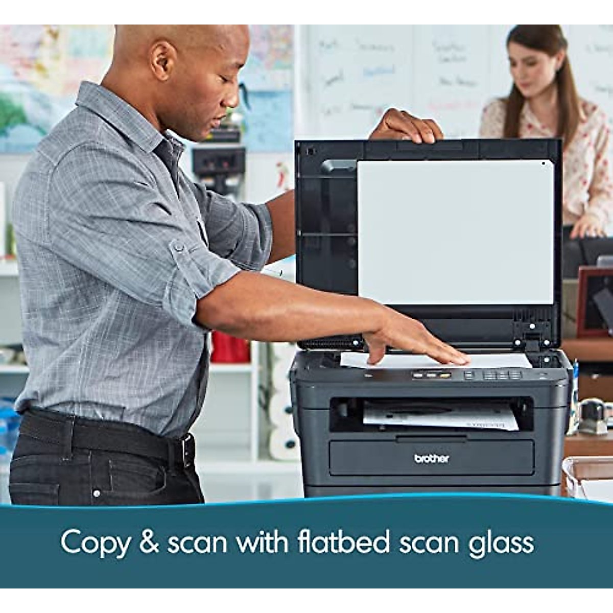 Brother Compact Monochrome Laser Printer, HLL2395DW, Flatbed Copy & Scan, Wireless Printing, NFC, Cloud-Based Printing/Scanning, Refresh Subscription/Amazon Dash Replenishment Ready