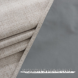 StangH 100% Blackout Curtains for Bedroom, Natural Linen Beige Curtains 84 inches Long Solid Thermal Insulated Farmhouse Drapes for Living Room Sliding Glass Door Nursery, W52xL84, 2 Panels