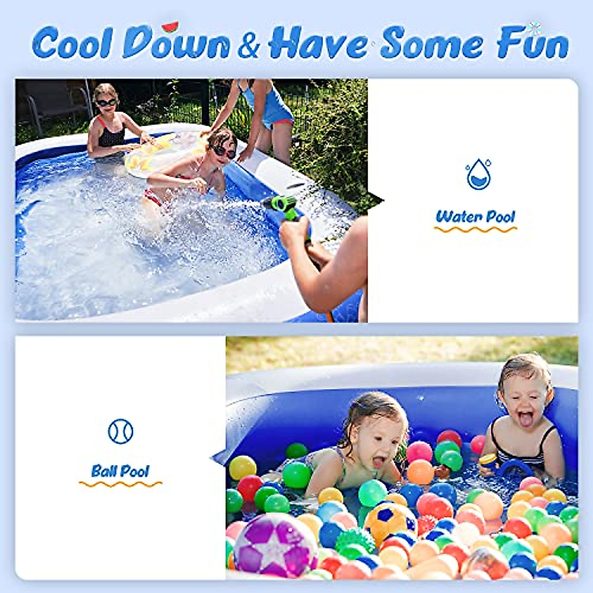 Inflatable Swimming Pool for Kids,120"x72"x22" Full-Sized Family Swim & Ball Pool for 2 3 4 5 Years Old Kids and Adults, Summer Swim Center for Garden and Backyard