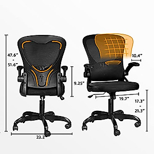 MUZII Mesh Office Chair, Ergonomic Mesh Office Chair with Lumbar Support, Desk Chair with Wheels, Task Chair with Arms Executive Office Chair for Home Office Room Black