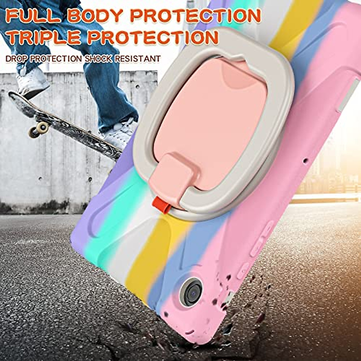 Tablet Case Cover Compatible with Samsung Galaxy Tab A8 10.5 inch 2021 (SM-X200/X205) Shockproof Kids Case,[Kickstand] [Shoulder Strap] 360 Degree Rotating Handle Stand Bracket Heavy Duty Rugged Cover