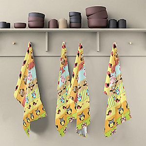 Kigai Birds and Owls Kitchen Towels, 18 x 28 Inch Super Soft and Absorbent Dish Cloths for Washing Dishes, 6 Pack Reusable Multi-Purpose Microfiber Hand Towels for Kitchen