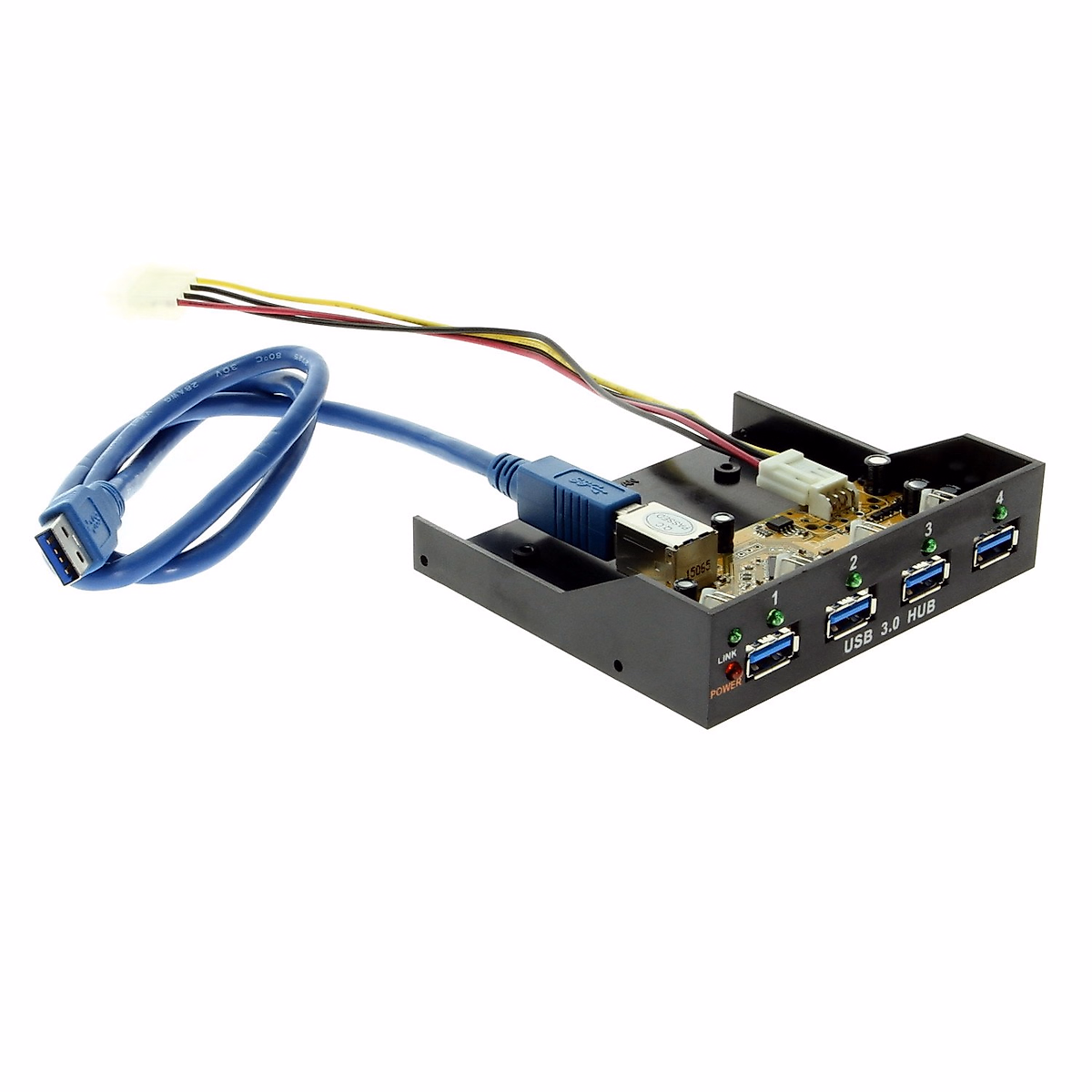 Internal Bay USB 3.0 4-Port VIA USB 3.0 SuperSpeed Chip Hub with LED