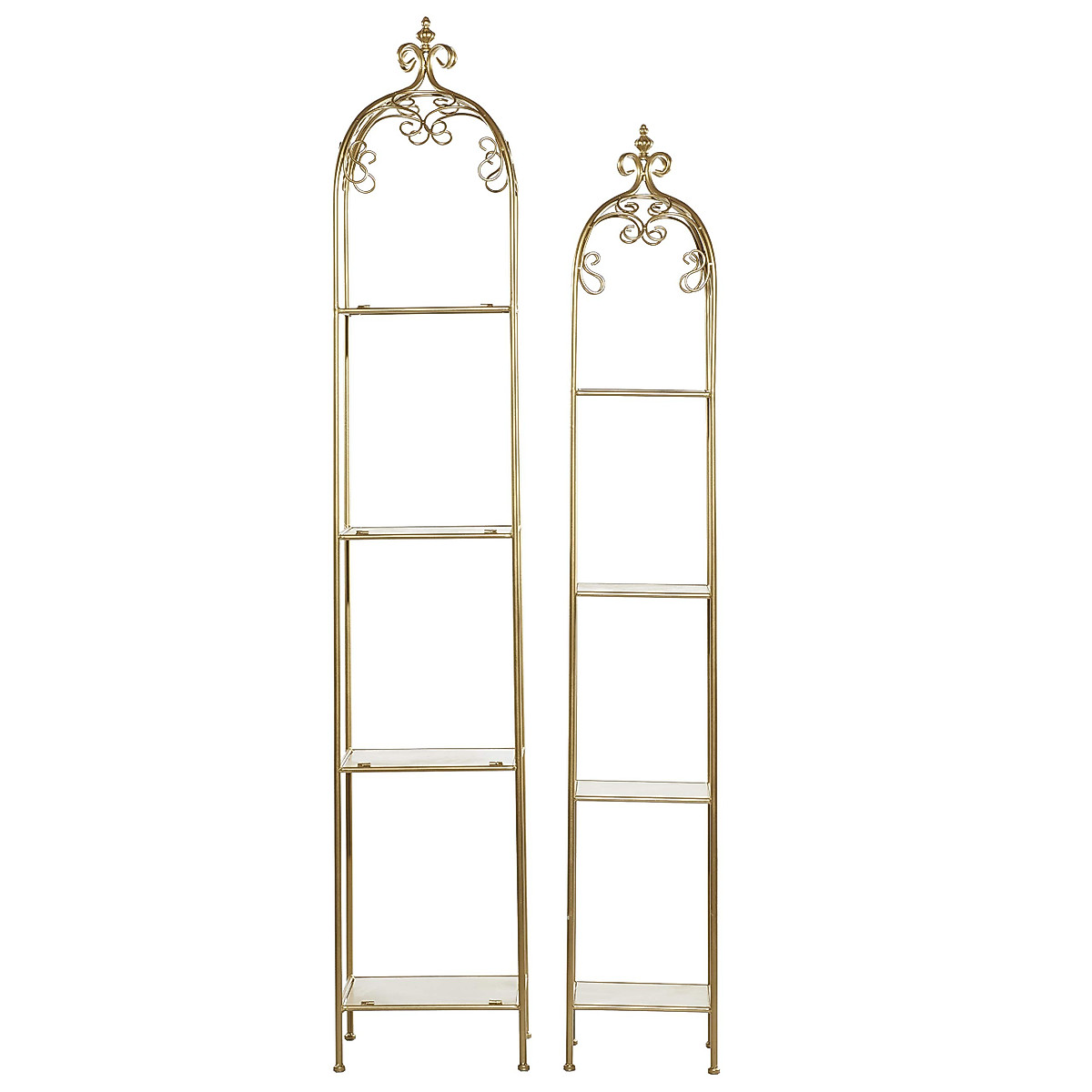Deco 79 Contemporary Metal Shelving Unit, Set of 2 74", 65"H, Gold