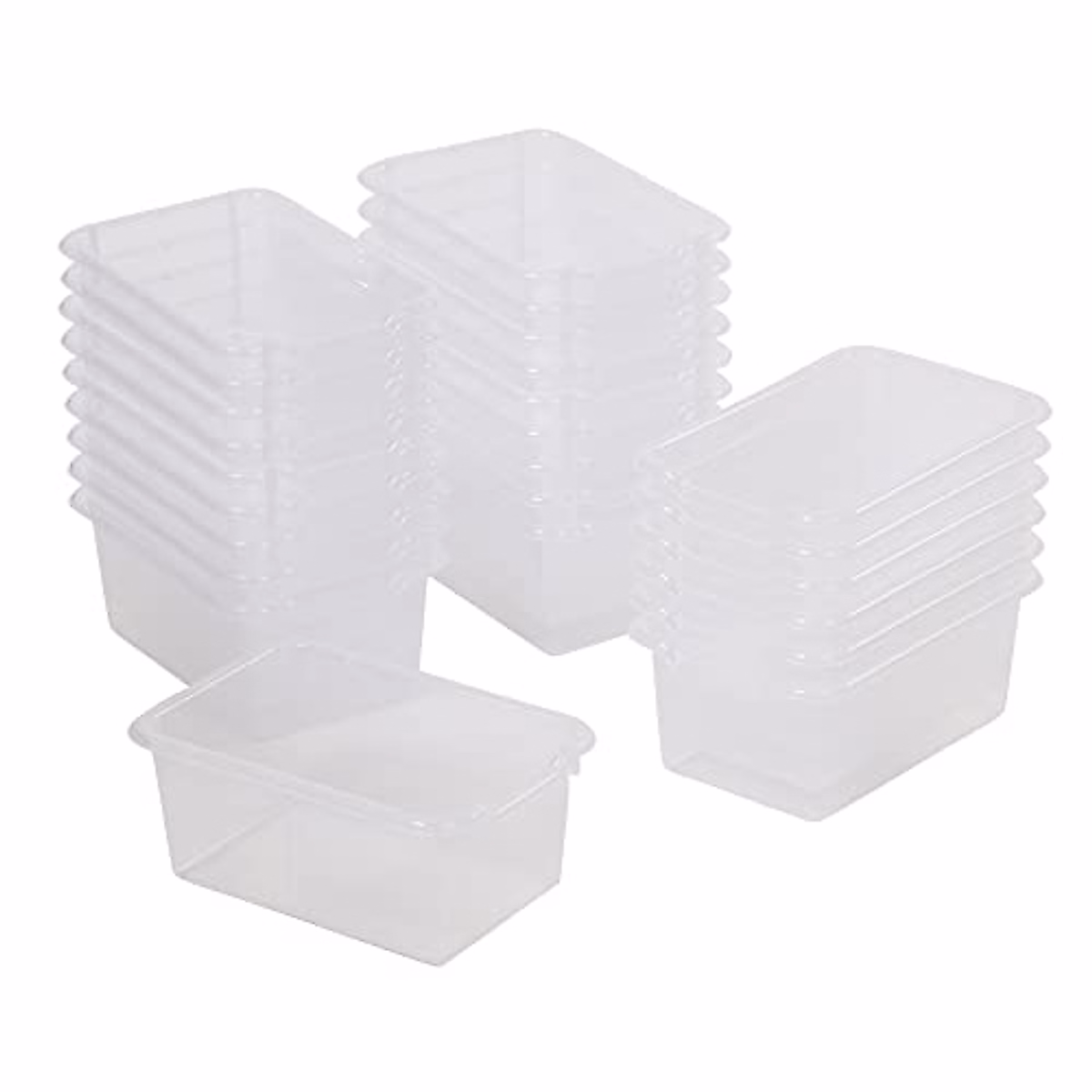 ECR4Kids Scoop Front Storage Bins, Multipurpose Organization, Clear, 25-Piece