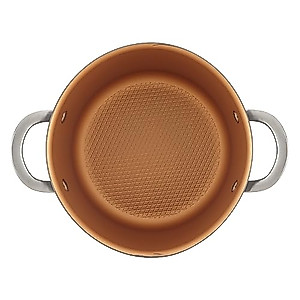 Ayesha Curry Home Collection Hard Anodized Nonstick Sauce Pan/Saucepan with Lid, 4.5 Quart, Charcoal Gray