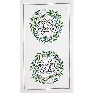 Serafina Home Fall Harvest Blue and White Pumpkins Kitchen Dish Towels and Pot Holder Set 5pc