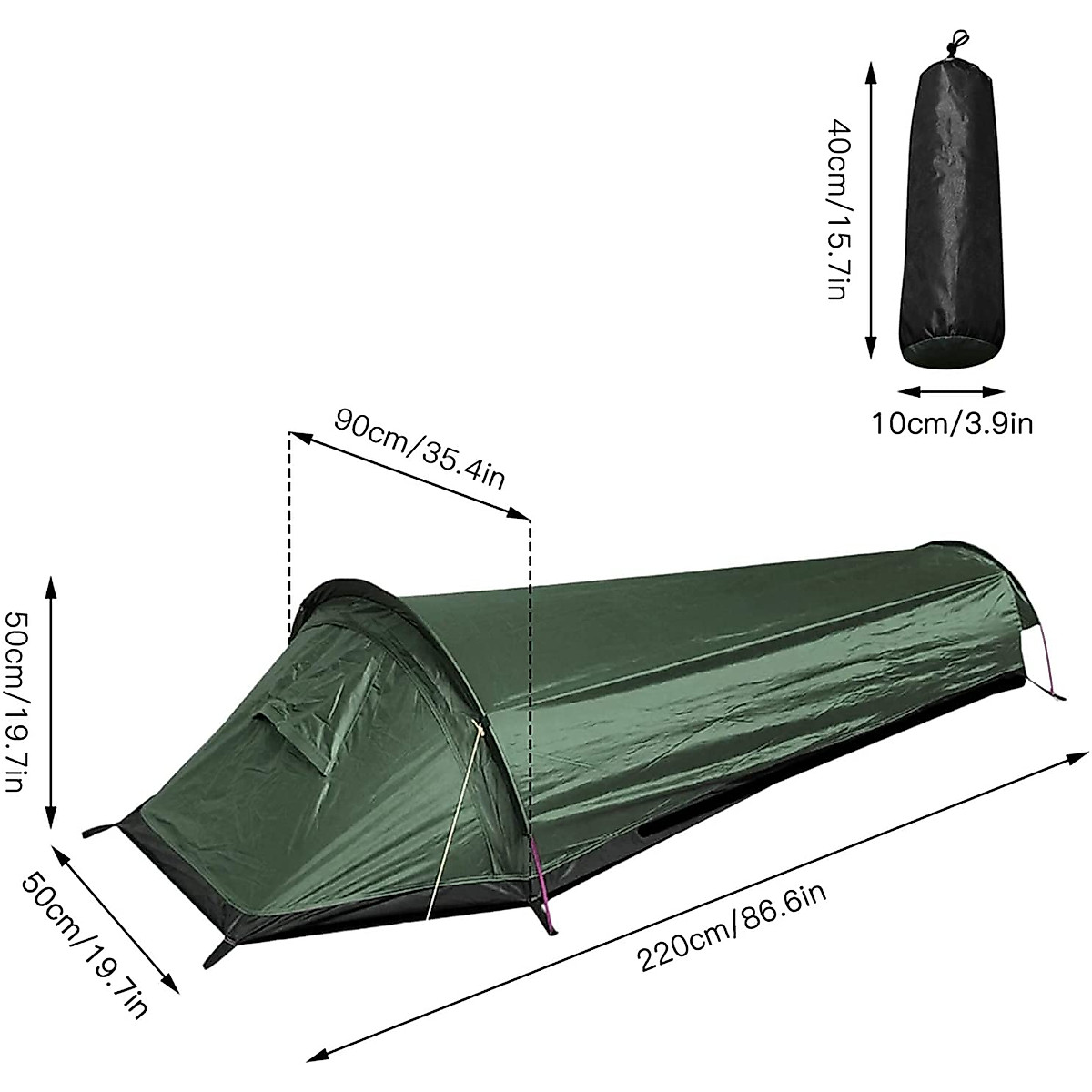 Augustusws Ultralight Bivvy Bag Tent, Compact Single Person Backpacking Larger Space Waterproof Sleeping Bag Cover Bivvy Sack for Outdoor Camping Survival