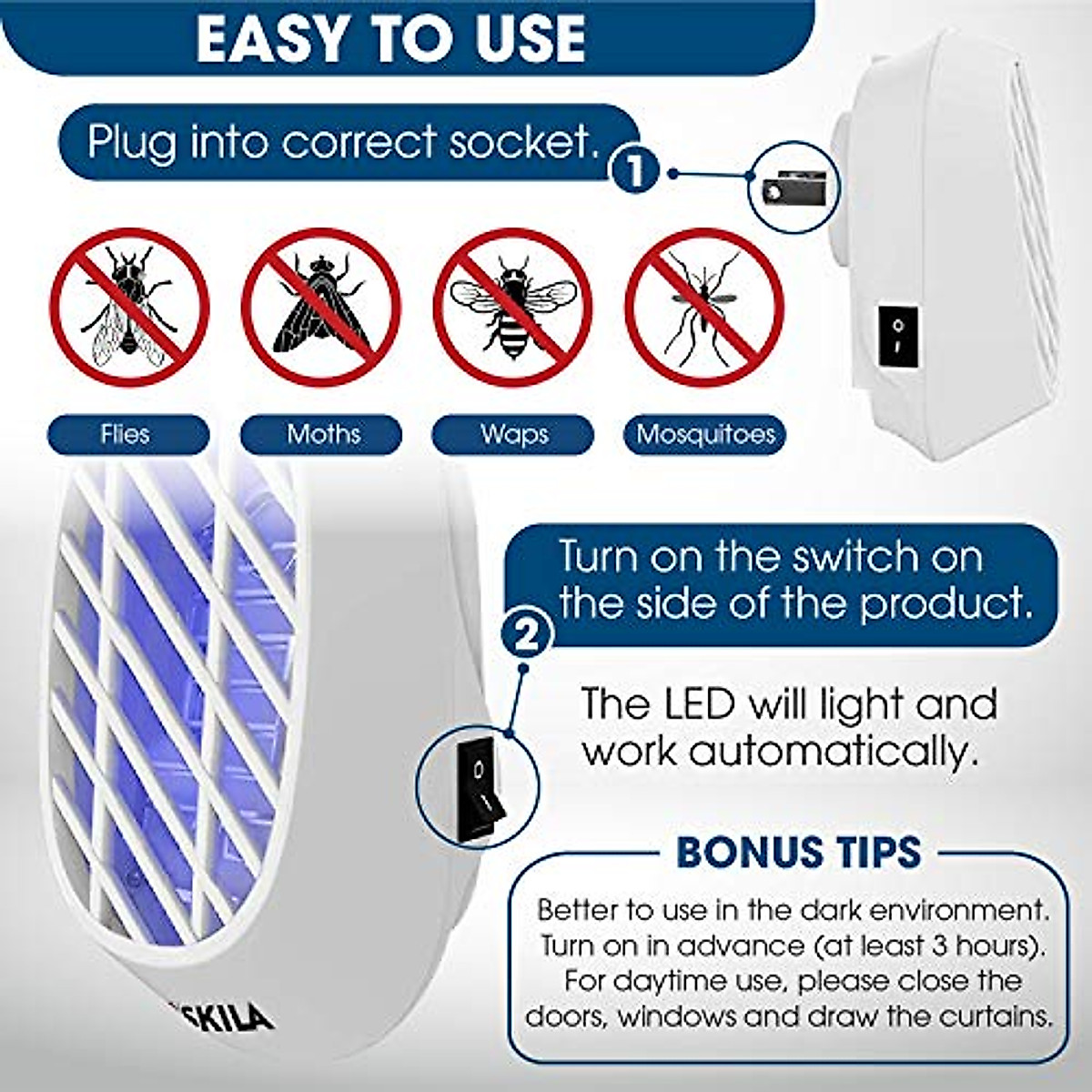 2PCS Bug Zapper Indoor - Mosquito Zapper Indoor - Fly Zapper Portable Indoor - Bug Zapper Electric Mosquito Fly Zappers/Killer - Indoor Mosquito Trap - Indoor Mosquito Killer - Mosquito Trap Indoor