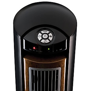 Lasko Wind Curve Tower Fan 42" with 3-Speed Sleep Mode and Remote Control, Black/Woodgrain, Ideal for Home and Office - T42050 (Renewed)