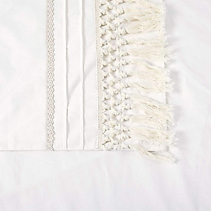 YINFUNG Tassel Duvet Cover Set Queen Fringed Cotton Boho Macrame Crochet Ivory Cream Fringed Elegant Pretty Boho Chic Bohemian Off White Bedding Set 90x90 Textured 3Pieces Quilt Cover Beige Women