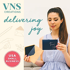 100 Navy Blue Thank You Cards with Envelopes & Stickers | Classy Thank You Notes Bulk Box Set | Large Professional Looking 4” x 6" Cards Perfect for Business, Graduation, Baby Shower & Wedding