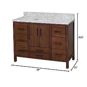 California 48-inch Bathroom Vanity (Carrara/Walnut): Includes Walnut Cabinet with Authentic Italian Carrara Marble Countertop and White Ceramic Sink