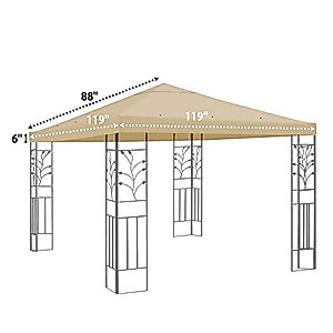 BenefitUSA 10x10 FT Gazebo Replacement Canopy Top Single Tier Canopy Top Cover (Beige)