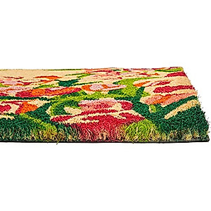 Juvale Floral Natural Coir Nonslip Welcome Door Mat (Pink, Orange, Green, 17 x 30 in)