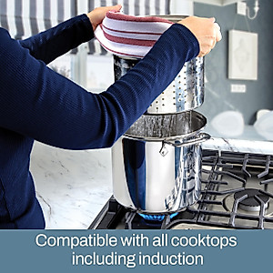 All-Clad Gourmet Accessories Stainless Steel Multi-Pot with Perforated, Steamer Insert, & Lid, 12 Quart, Silver