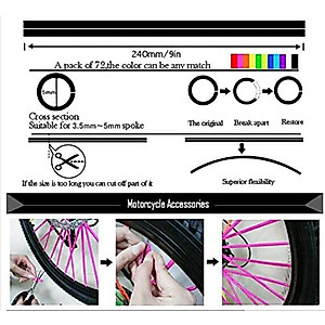 Bicycle Spoke Skins Wraps BMX MTB Kids Road Mountain Bike Colorful Wheel Decoration-72 Pcs (White)