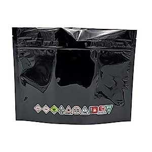 Child Resistant Exit Bags with State Compliance Symbols, Black Grip & Pull, Re-closeable, ASTM-D3475 Compliant in All States (12x9BGNP-100)
