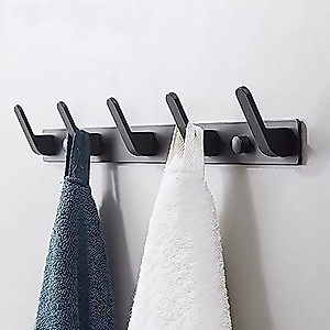 Fecraf Coat Hooks, Wall Mounted Coat Rack, Matte Black, Wall Hangers, Coat Rack with 5 Hooks for Bathroom Entryway Hat Key Towel Bag Kids. (5 Hooks)