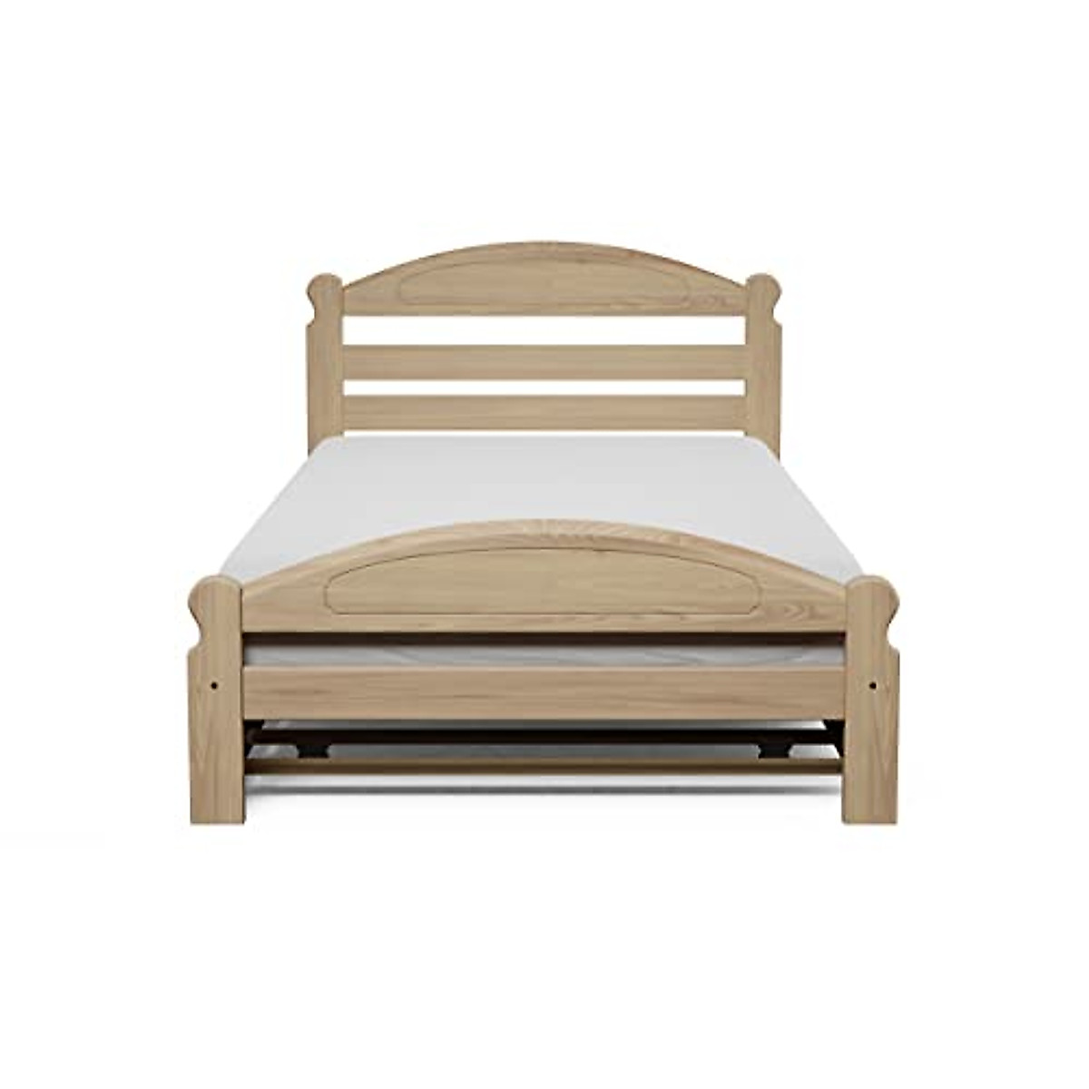 Arizona Twin Bed with Trundle Solid Pine Wooden Trundle Bed Hardwood Slats Support Unfinished Suitable for Boys Girls Kids Bedroom Single Wooden Bed Frame