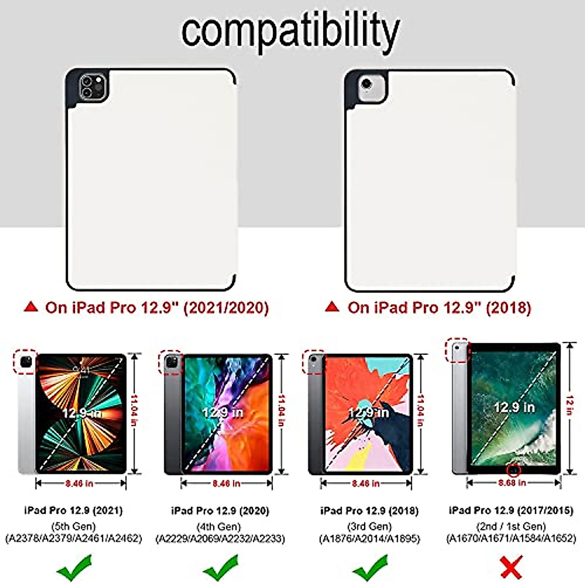 Hepix iPad Pro 12.9 Case 6th Generation 2022 Panda 2021 2020 2018 5th 4th 3rd Gen Cace with Pencil Holder for Kids Cute Strawberry Pink Protective Case Cover Auto Sleep Wake for A2764 A2437 A2766