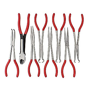 ABN 11in Plier 8-Piece Set – Long Reach Circle, Power Diagonal Cutting, S-Shape, Angled, and Straight Nose Pliers