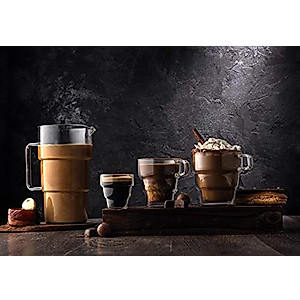 JoyJolt Pila Double Walled Espresso Glasses, Set of 4 Espresso Cups 3 Ounce Capacity. Stackable Thermal Clear Glass Cups, Ideal Fit for Espresso Machine and Coffee Maker