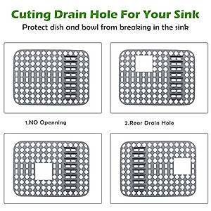 Silicone Sink Mat, DIY Kitchen Sink Protectors for Kitchen Sink Mats Grid Accessory, 15.7”x11.4” Non-slip Folding Sink Grates for Bottom of Farmhouse Stainless Steel Porcelain Sink, Grey 1 PCS