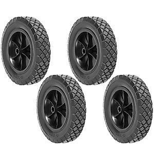 MUKCHAP 4 Pack 8 Inch Solid Rubber Wheels, Hand Truck Wheel Replacement Rubber Tire, Replacement Tire with 1/2 Bore Offset Axle for Cart, Trolley, Lawn Mover