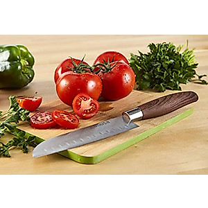 IMUSA USA 6" IMU-73055 Stainless Steel Santoku Knife with Woodlook Handle, Woodlok