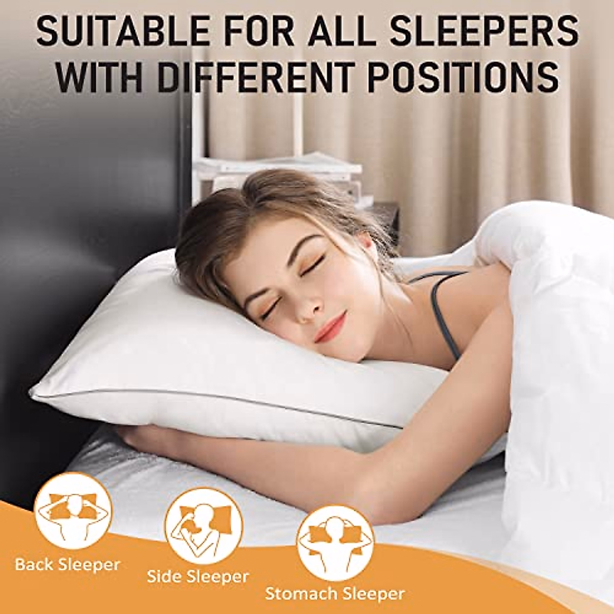 downluxe Premium Down Feather Pillow Luxury Hotel Collection - Bed Pillow for Sleeping with Silver Piped Edges, King Size (20"×36", Pack of 2)