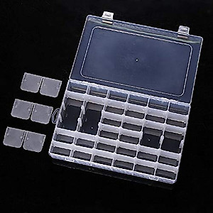 Plastic Organizer Box with Dividers - 36 Compartment Organizer - Clear Organizer Box for Screws,Felt Letter Board Letters,Jewelry,Beads,Buttons,Fishing Tackle,Loom Bands